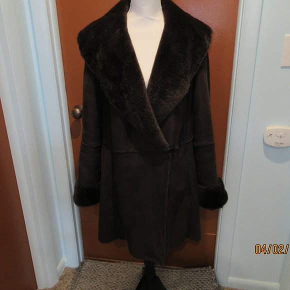 Talbots | Jackets & Coats | Talbots Womens Brown Faux Suede Fur Winter ...